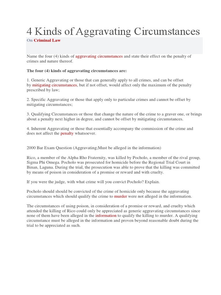 4 Kinds of Aggravating Circumstances | PDF