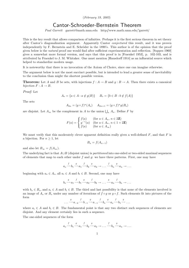 Cantor Schroeder Bernstein | PDF | Mathematical Proof | Theorem