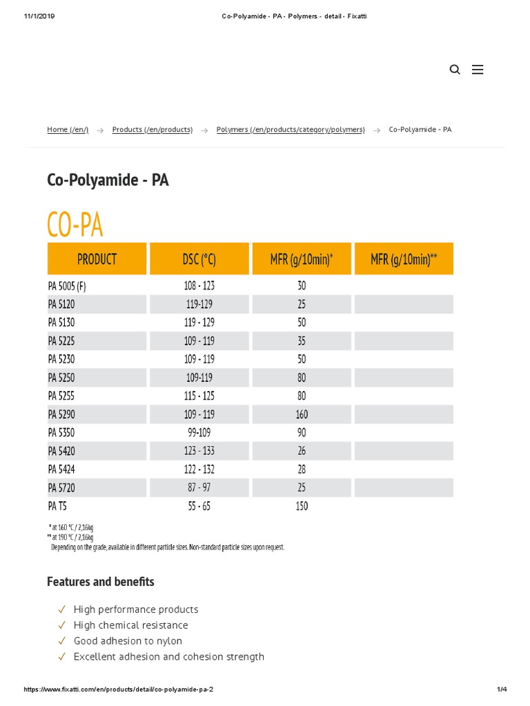 Co-Polyamide - PA - Polymers - Detail - Fixatti | PDF | Building ...