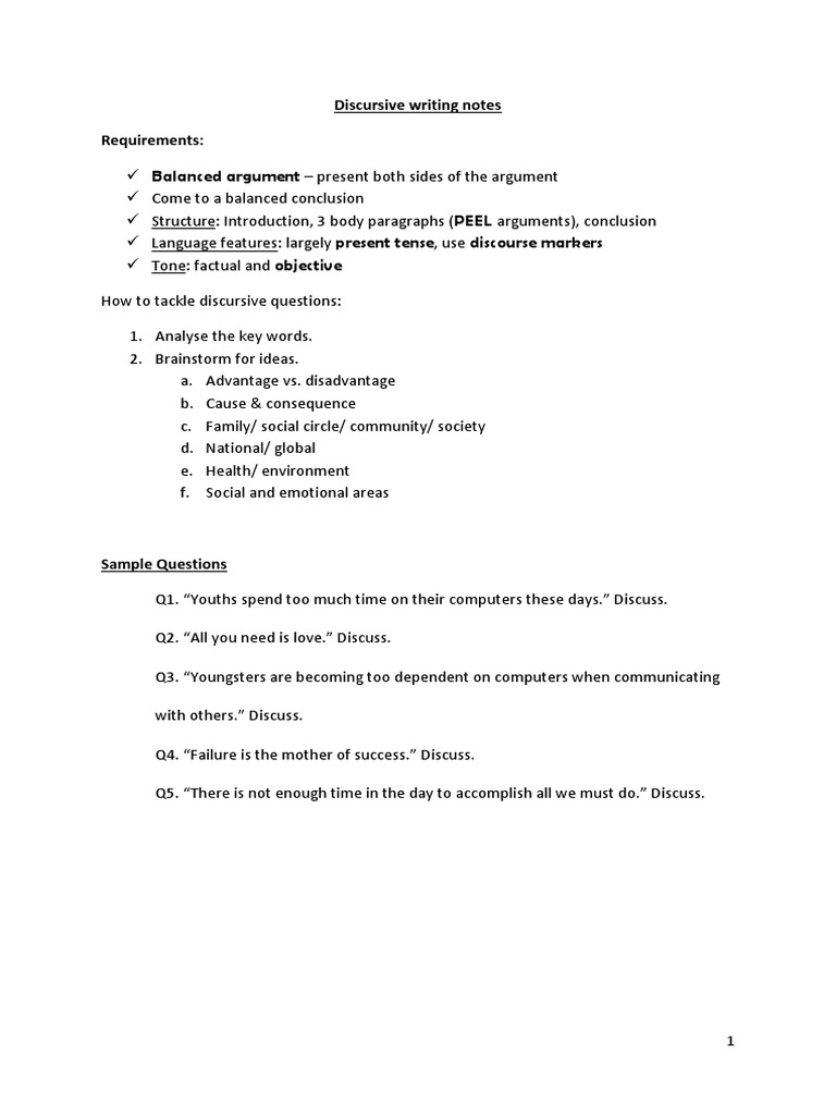IGCSE Discursive Writing Guide | PDF | Discourse | Essays