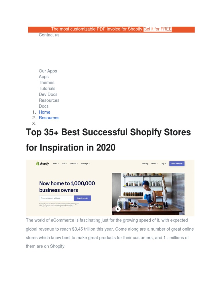 Top 35 Best Successful Shopify Stores For Inspiration in 2020 | PDF ...