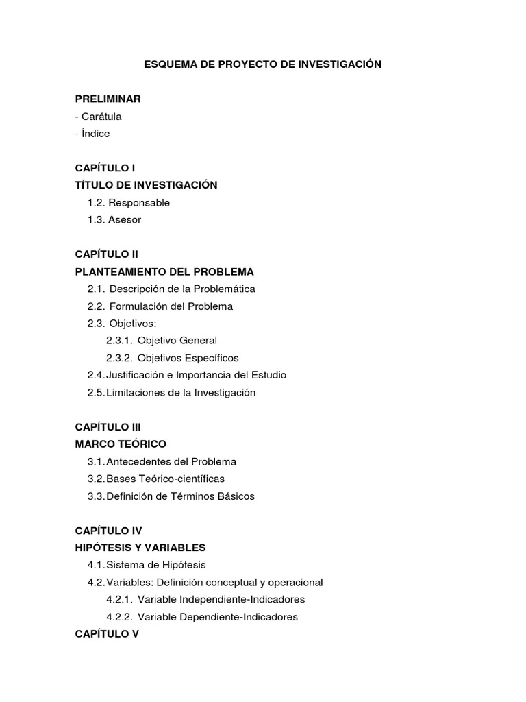 Esquema de Proyecto (Ejemplo) | PDF