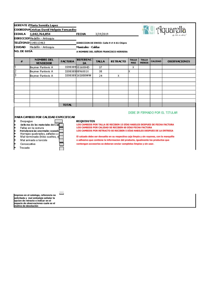 Gerente ZMaria Soreida Lopez coordina entrega calzado | PDF
