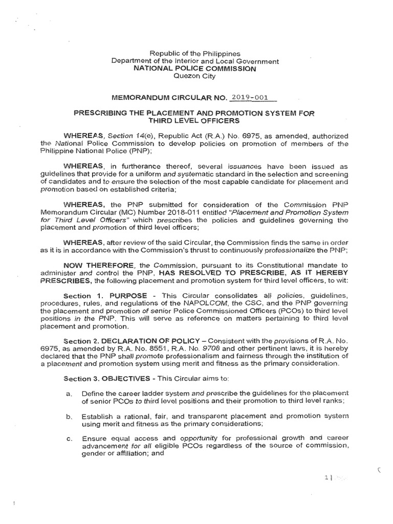 Napolcom MC 2019-001 | PDF