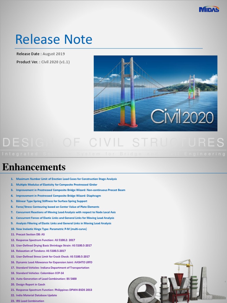 mIDAS Civil 2020 v11 UPDATES PDF | PDF | Bending | Beam (Structure)