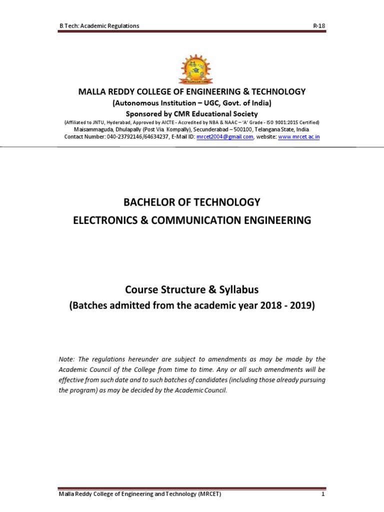 B.tech Ece R-18 Syllabus PDF | PDF | Semiconductors | Ordinary Differential Equation