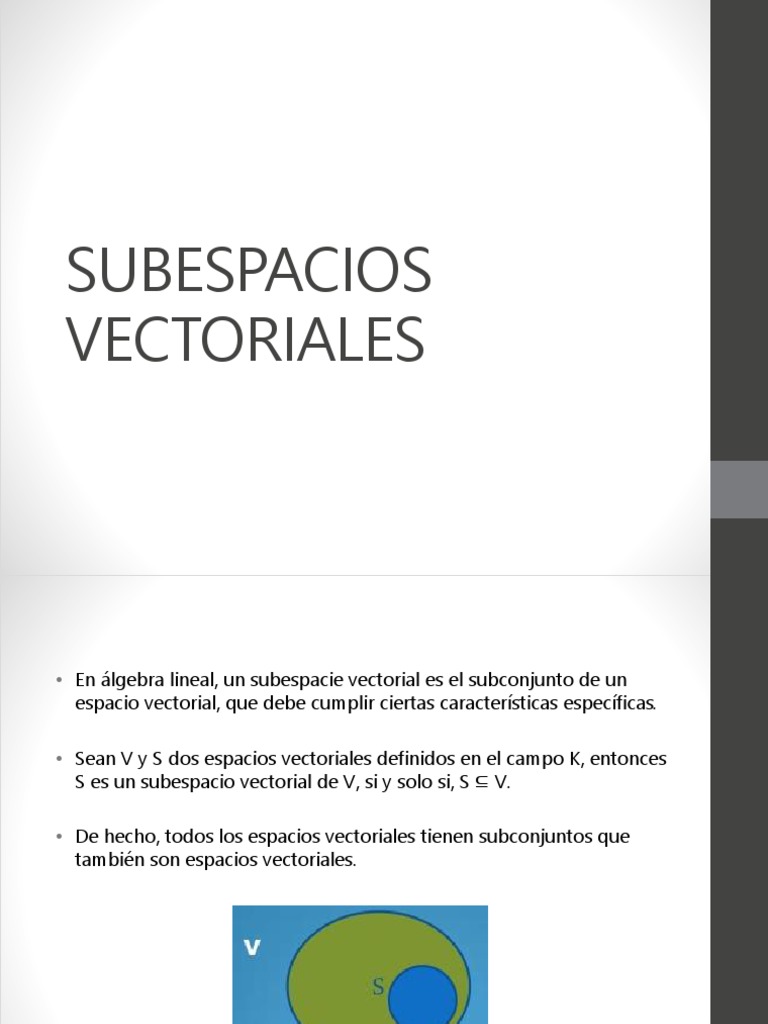 Subespacios Vectoriales | PDF | Subespacio lineal | Espacio vectorial