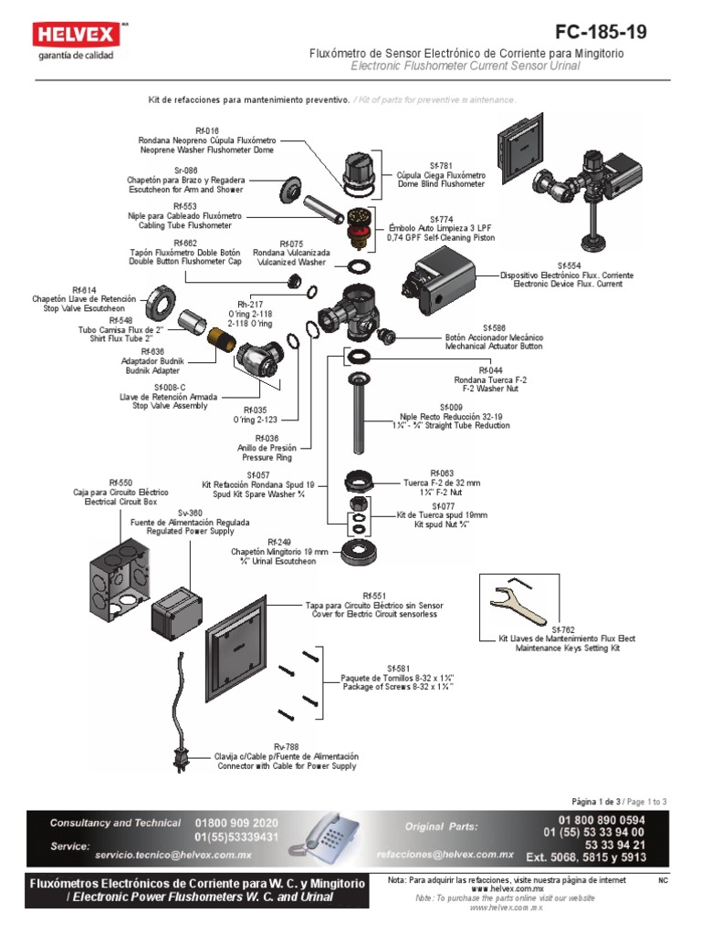 310-19 Fluxometro Helvex | PDF | Bienes manufacturados | Electromagnetismo