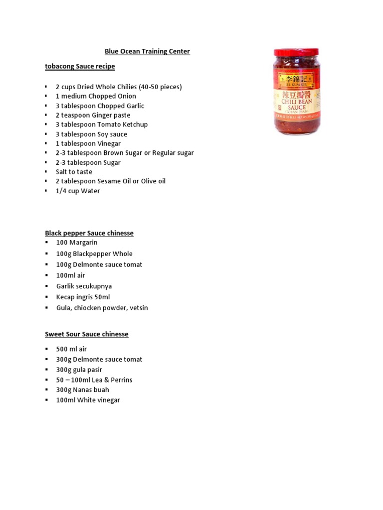 Blue Ocean Training Center Homemade Sauce Recipes | PDF | Cauliflower ...