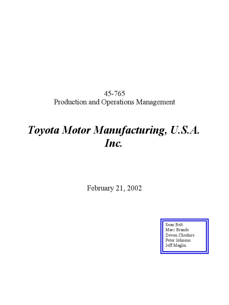 Toyota Manufacturing Operations Analysis | PDF | Operations Management ...