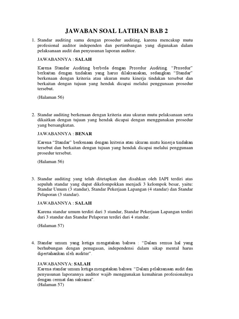 Jawaban-Latihan (Auditing Tugas Individu Bab 2 & 5) | PDF