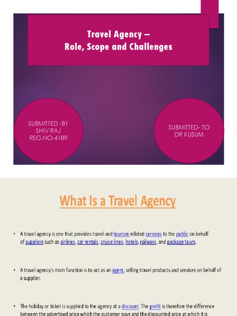 Role and Scope of Travel Agency | PDF | Sharing Economy | Startup Company