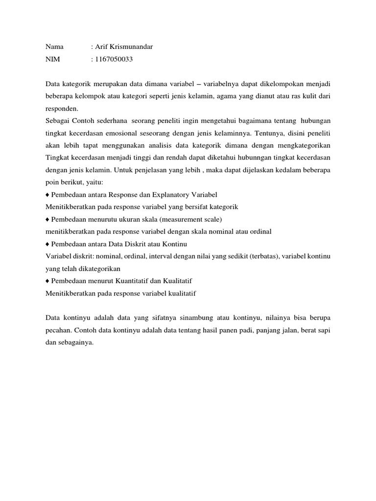 Analisis Data Kategorik dan Kontinu | PDF