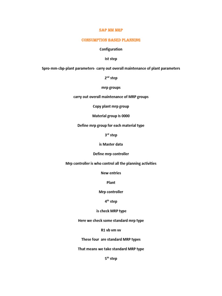 MRP Config Steps | PDF | Computing | Information Technology Management