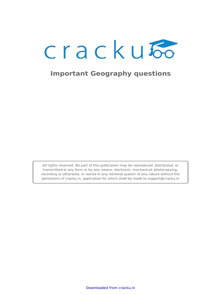 Important Geography Questions for Exams | PDF | Nature