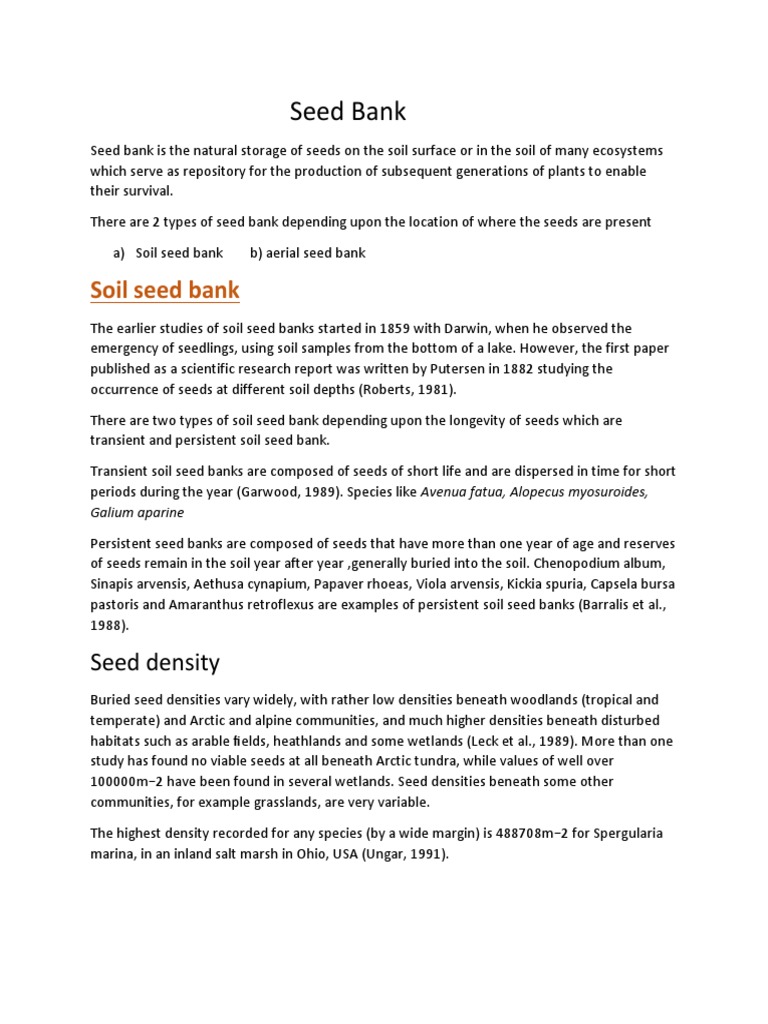 Soil Seed Bank | PDF | Seed | Plants