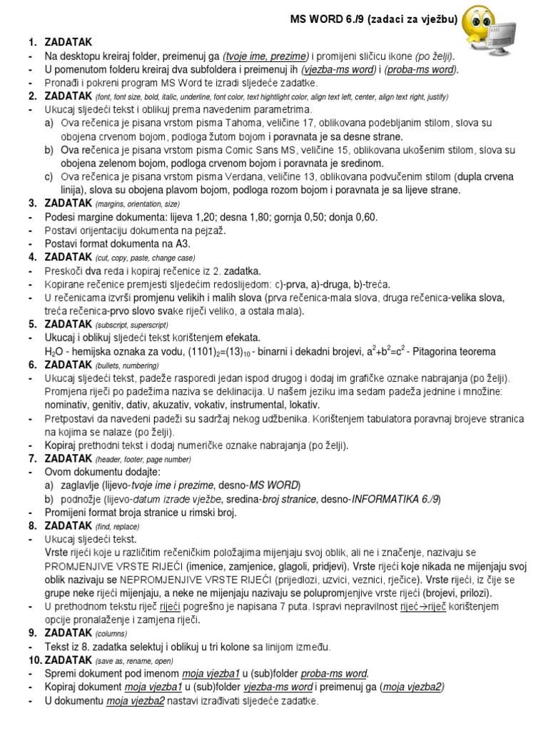 Ms Word Vjezba | PDF