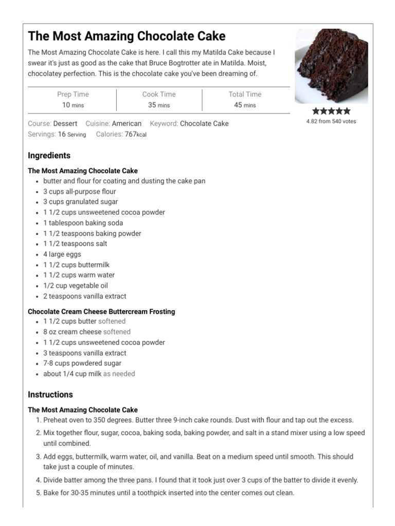 Chocolate Cake | PDF | Cakes | Chocolate