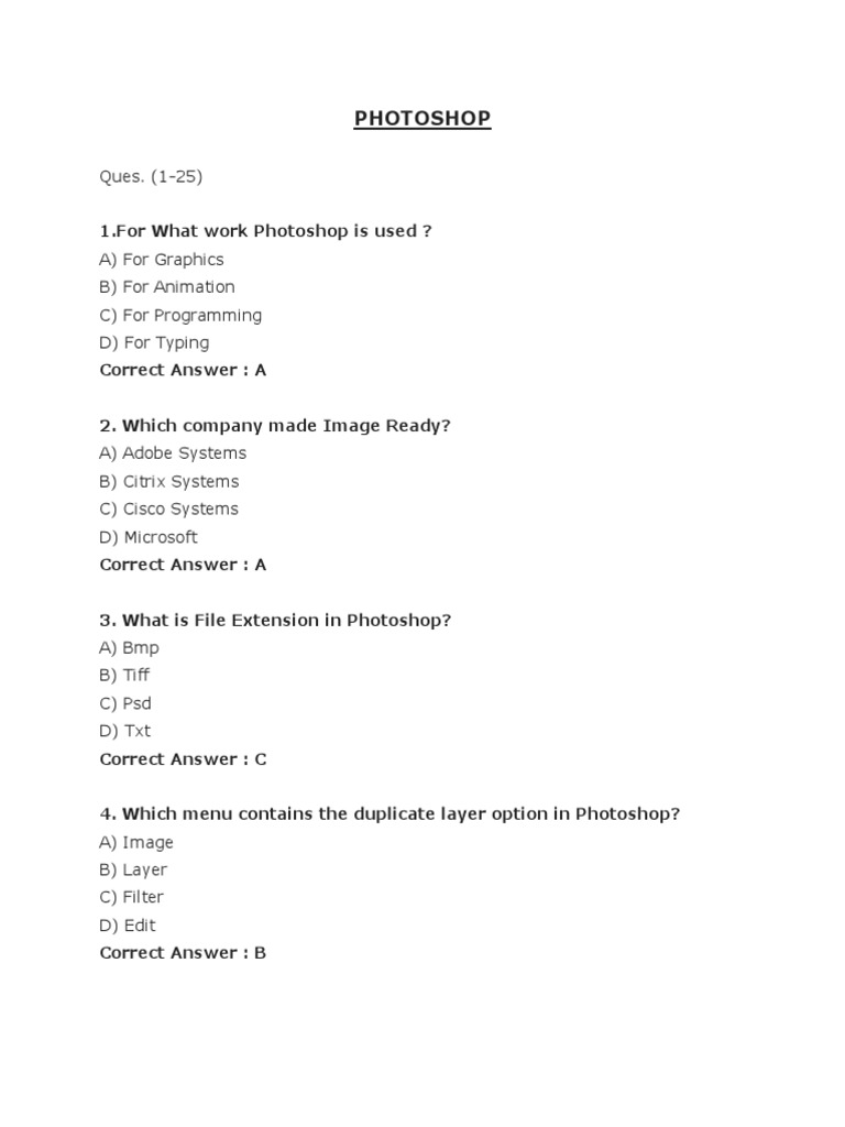 MCQs | PDF | Adobe Photoshop | Computer File Formats