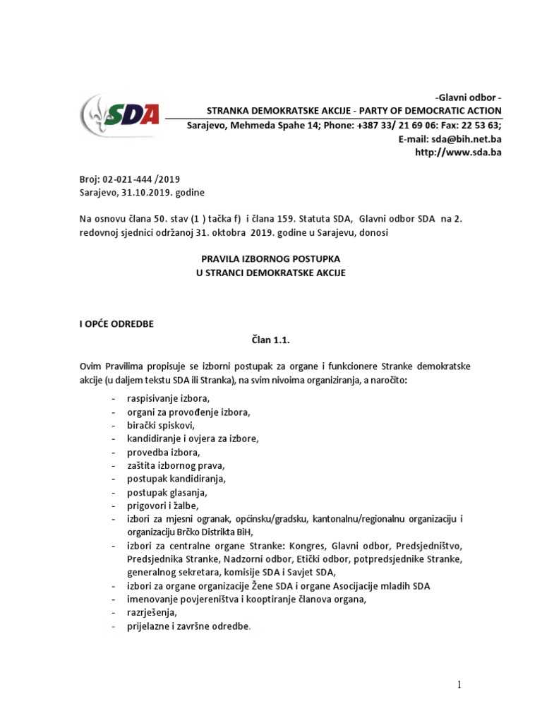 Pravila Izbornog Postupka U Sda | PDF