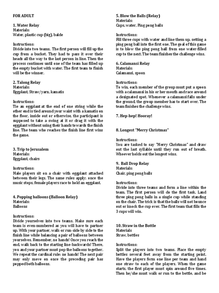 Parlor Games | PDF | Leisure | Sports