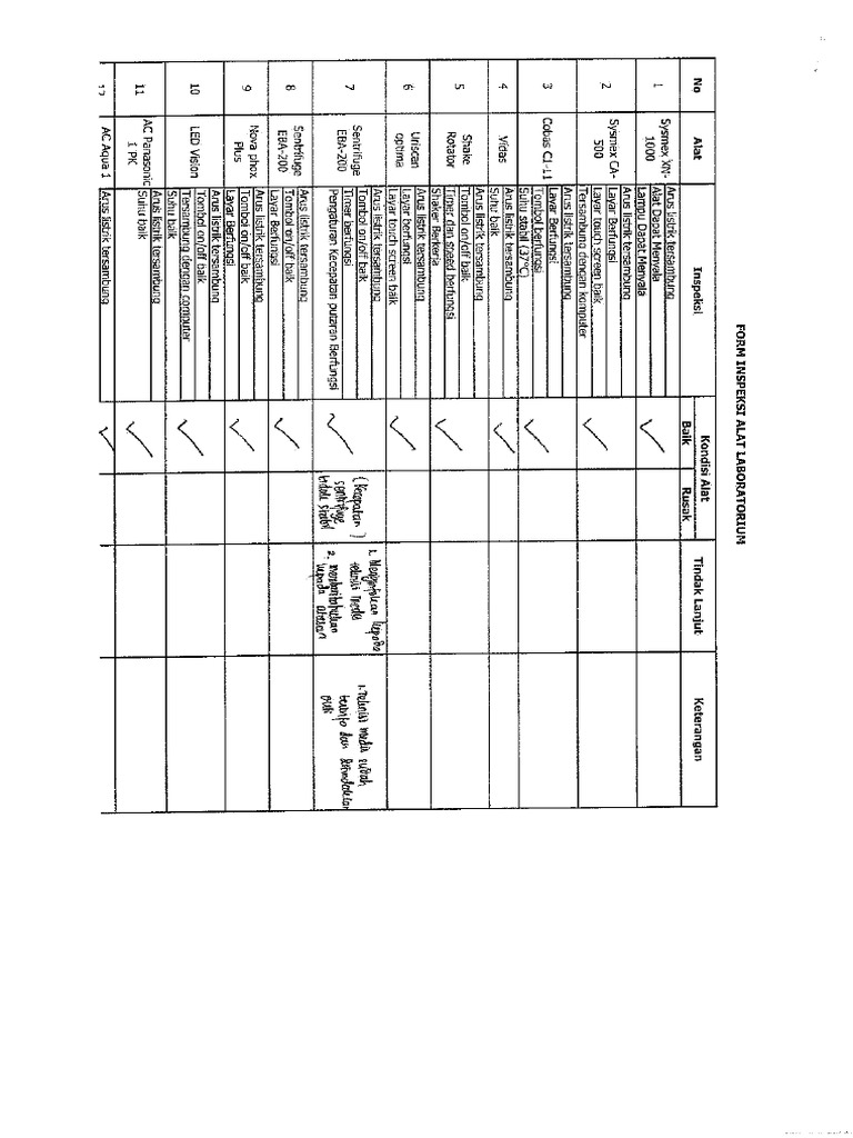 Form Inspeksi Alat Laboratorium | PDF