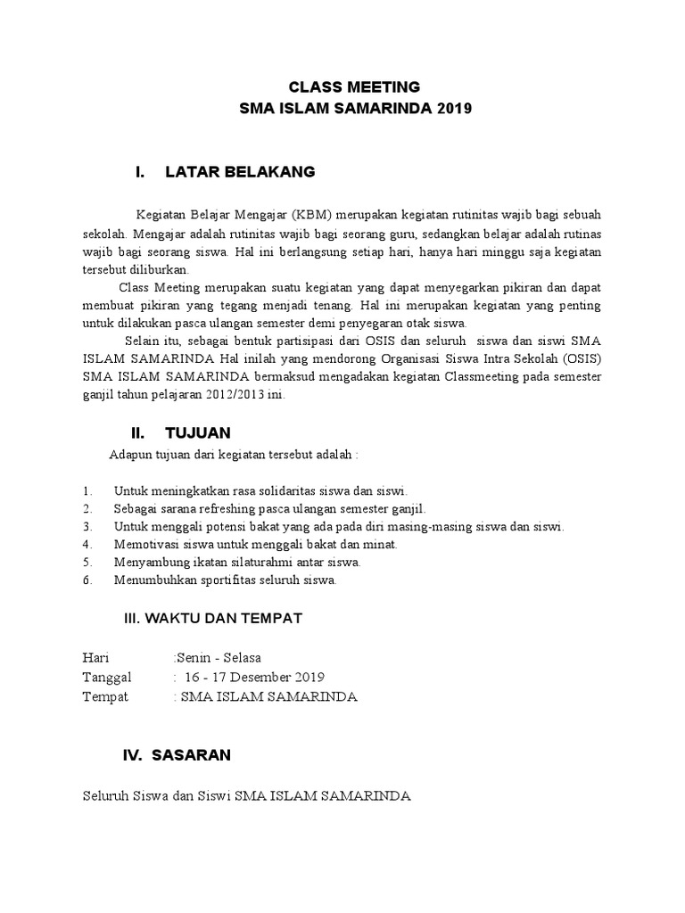 Proposal Class Meeting | PDF