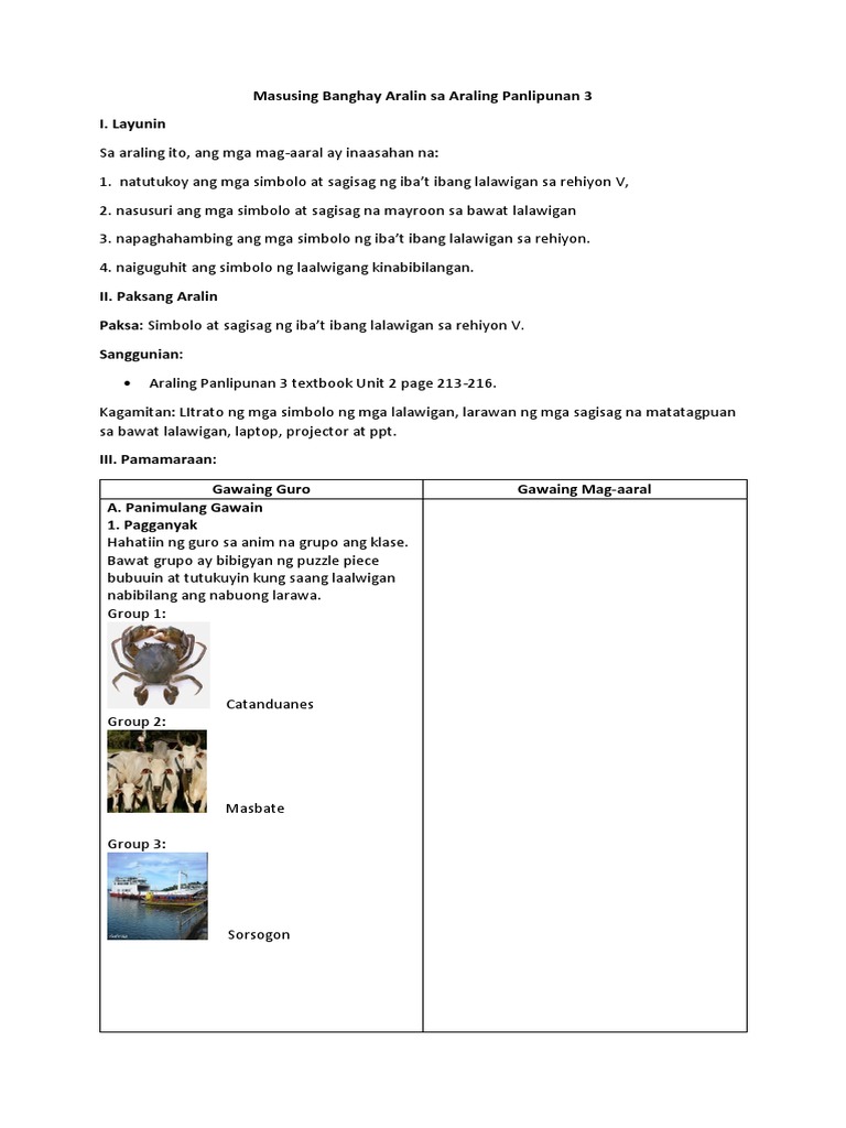 Detalyadong Banghay Aralin Sa Araling Panlipunan 3 | PDF