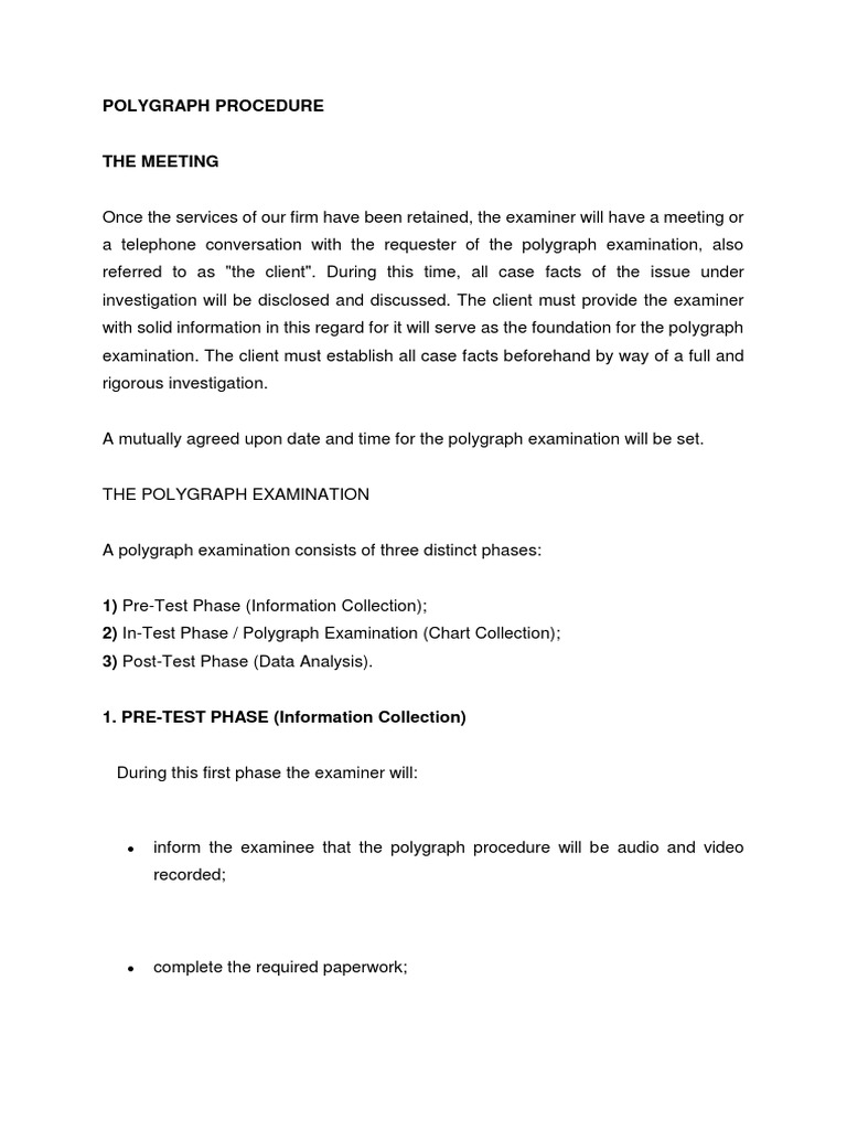 Polygraph Procedure | PDF | Polygraph | Test (Assessment)