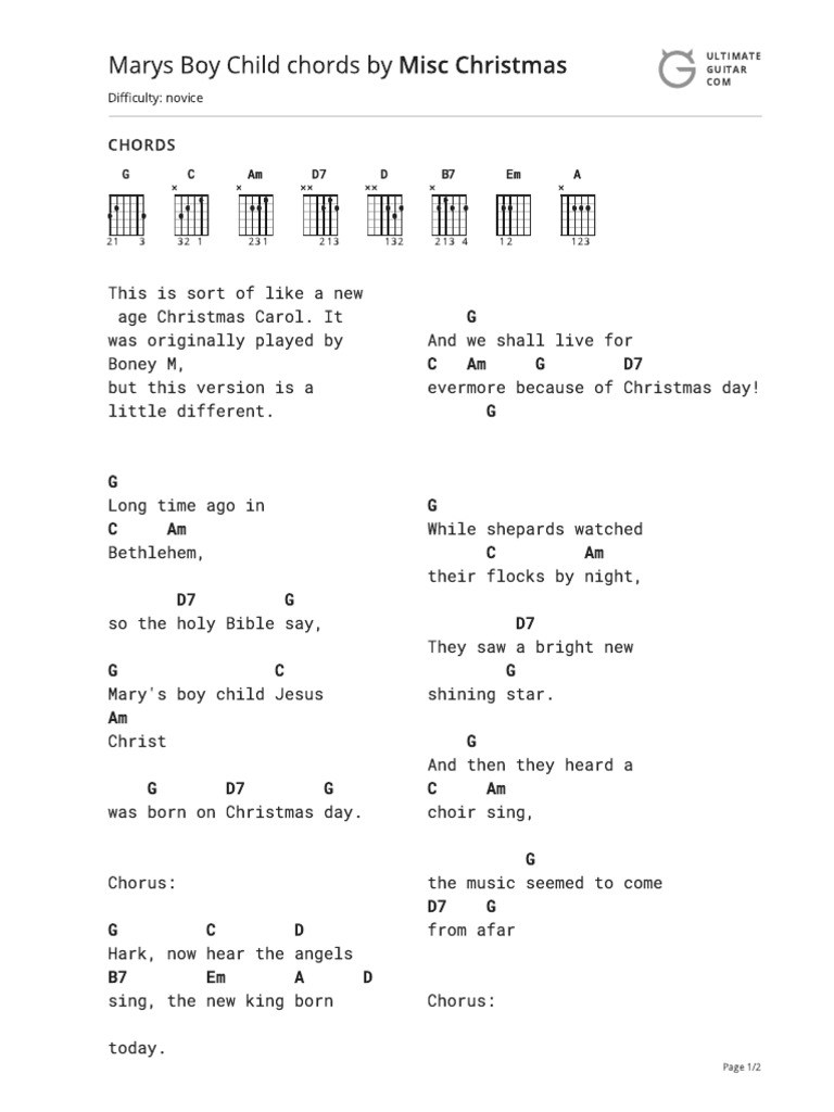 Mary's Boy Child Chords | PDF