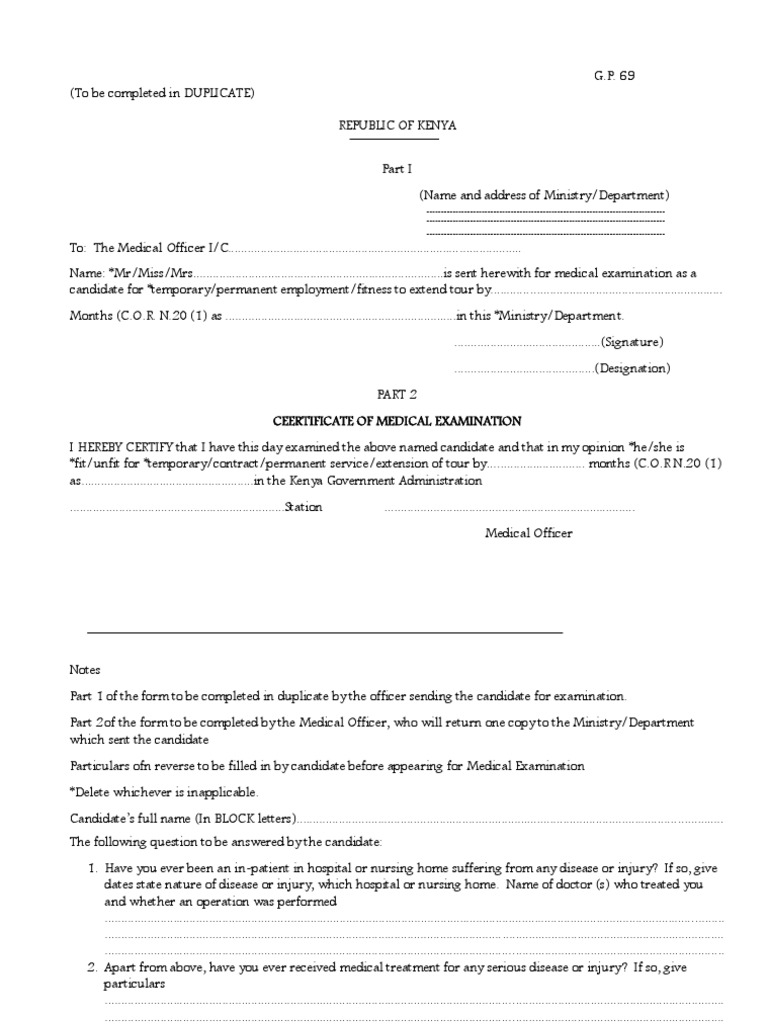 G - P - 69 Form Medical | PDF | Health Sciences | Medicine