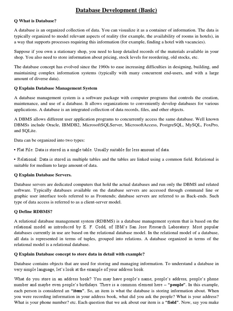 CH6 Database PDF | Download Free PDF | Relational Database | Databases