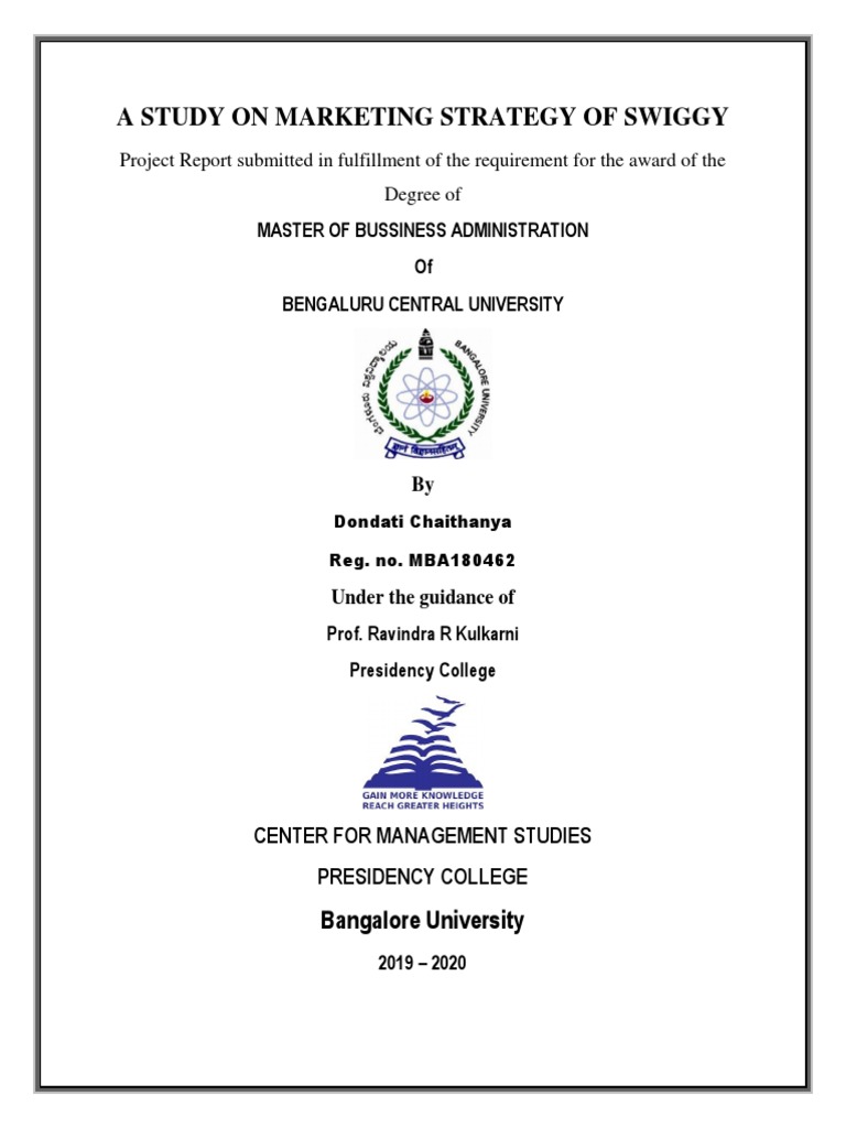 Chaithanya Project Work On Swiggy Introduction PDF | PDF | Retail | E Commerce