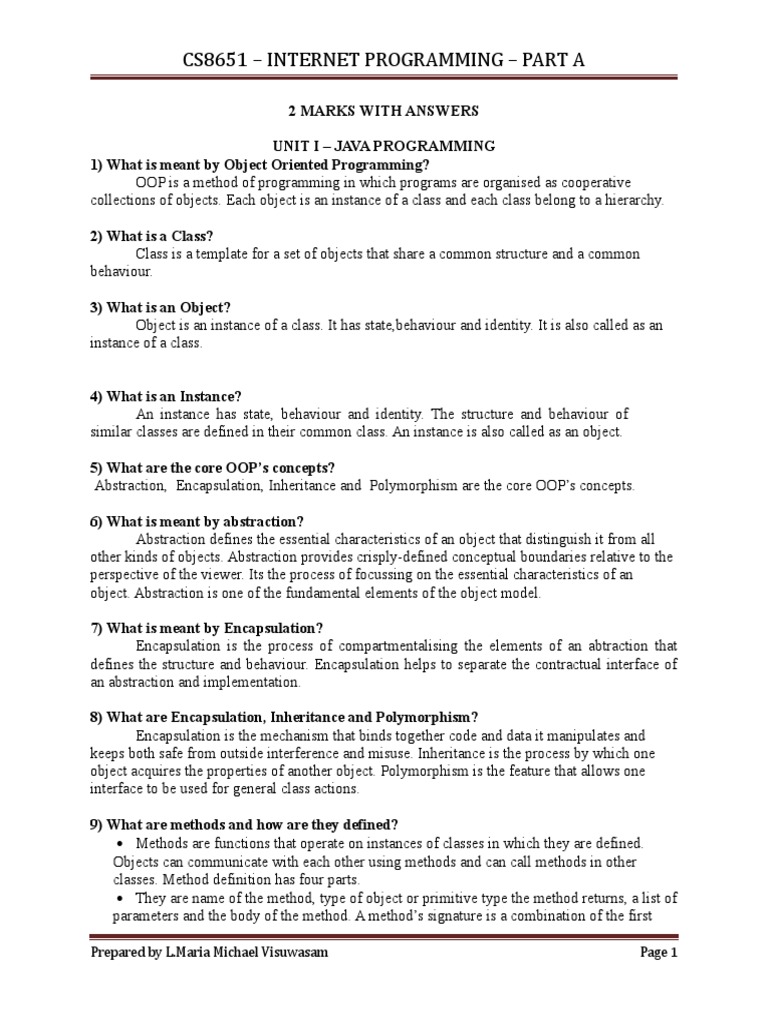 CS8651 - Ip - 2 Marks With Answers | PDF | Inheritance (Object Oriented ... CS8651 - Ip - 2 Marks With Answers | PDF | Inheritance (Object Oriented ...