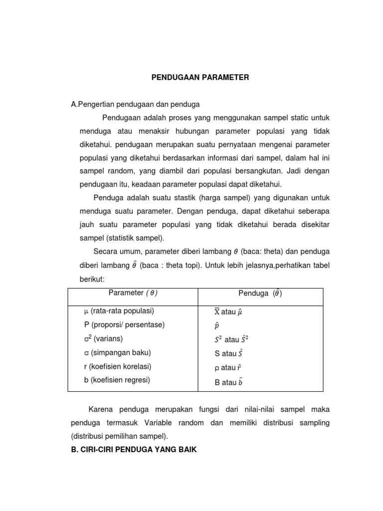 Pendugaan Parameter (Statistika) | PDF