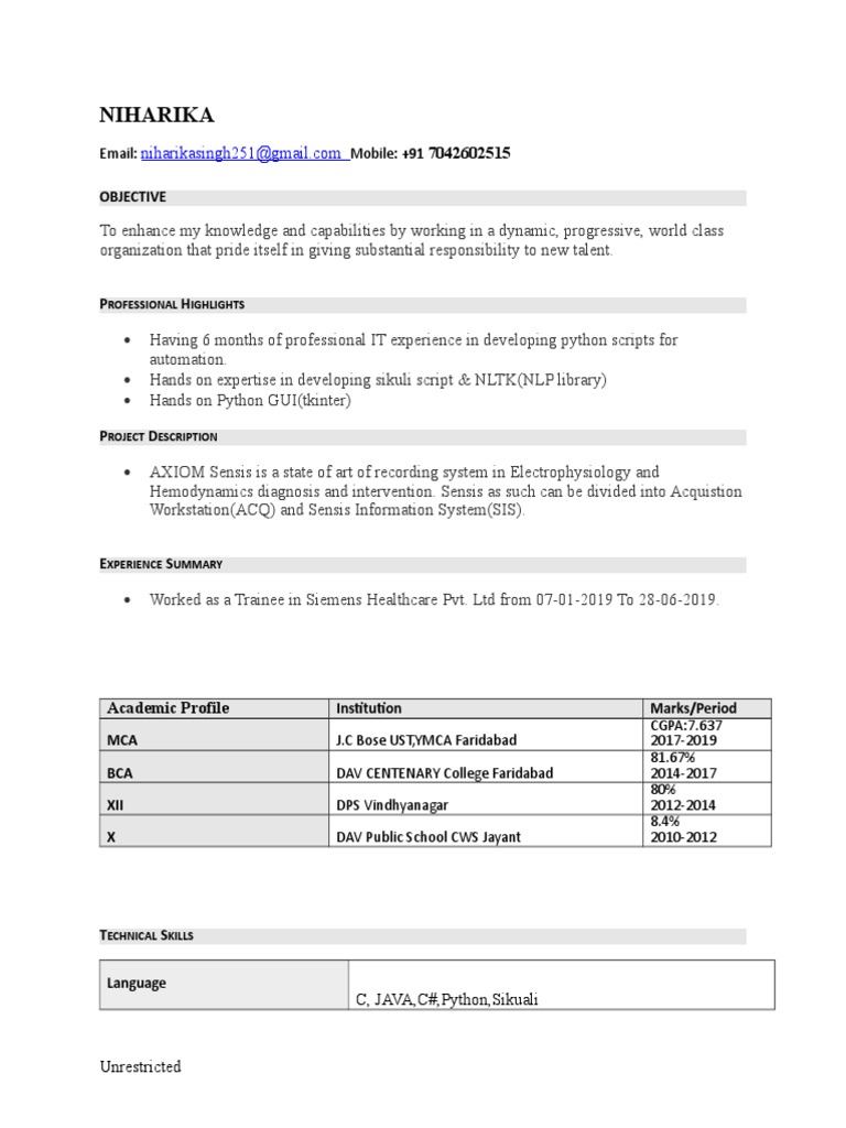 Resume Niharika | PDF | Software Development | Computer Programming