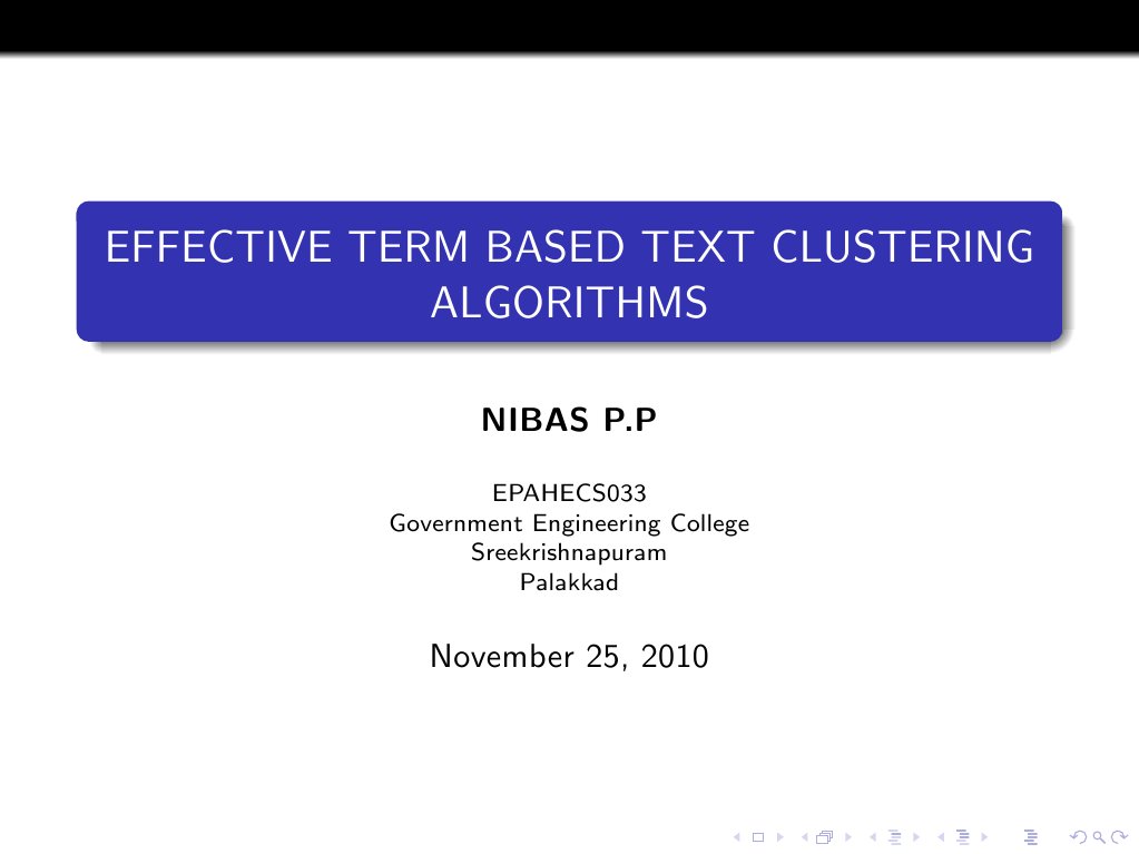 Effective Term Based Text Clustering Algorithms | PDF | Cluster Analysis | Database Index