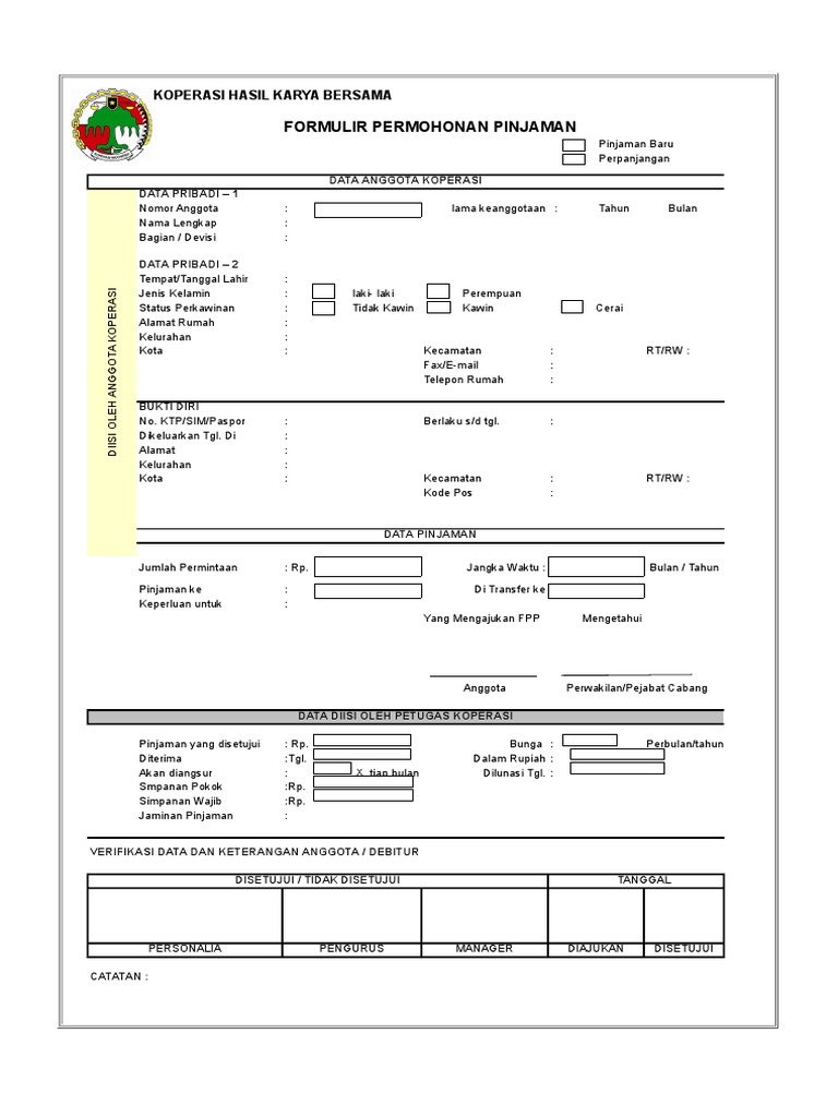 Form Pinjaman | PDF