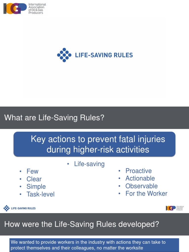 IOGP Life-Saving Rules Overview | PDF | Combustion | Fires