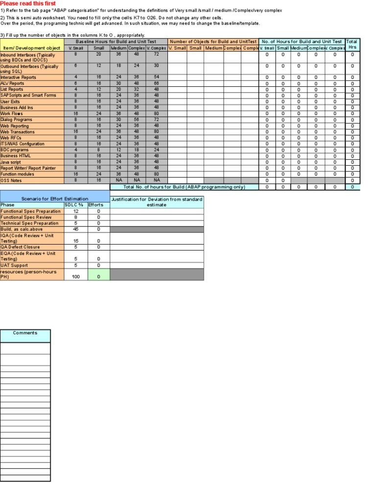 Size Complexity Estimation Template ABAP | Download Free PDF ...