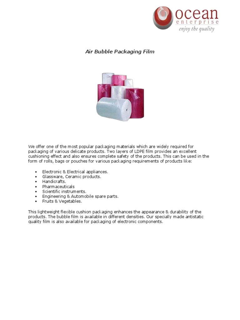 TDS - Air Bubble Sheet | Download Free PDF | Packaging And Labeling | Materials