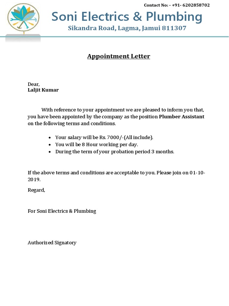 Laljit Kumar Offer Letter | PDF