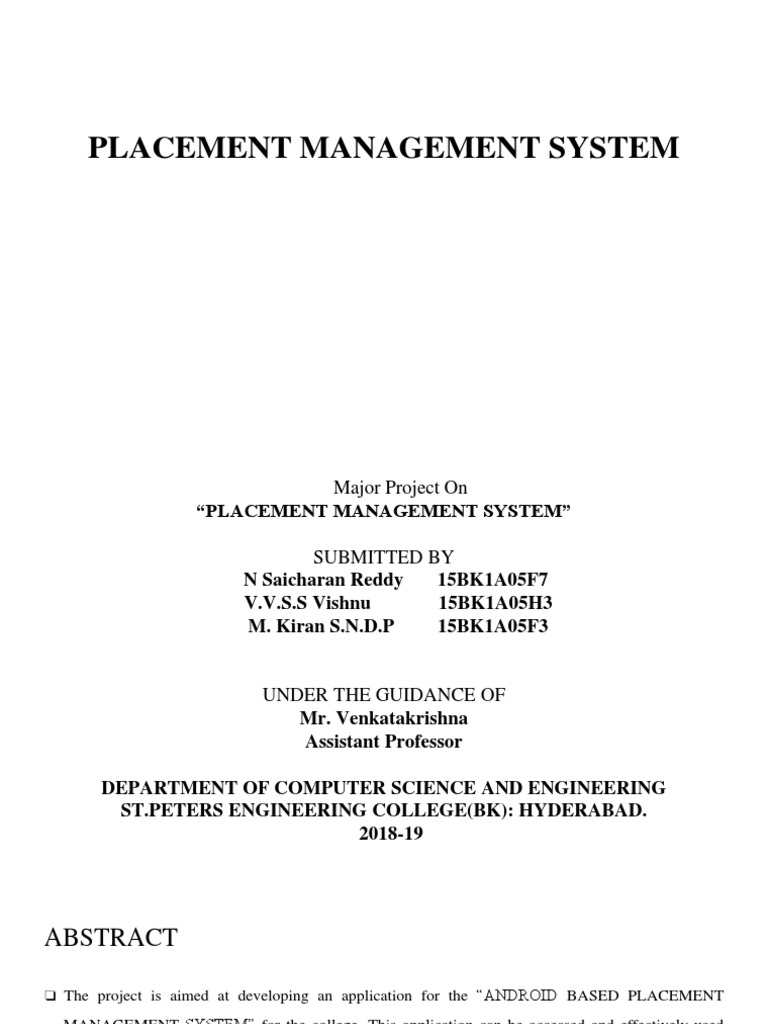 Placement Management System Abstract | Download Free PDF | Android ...