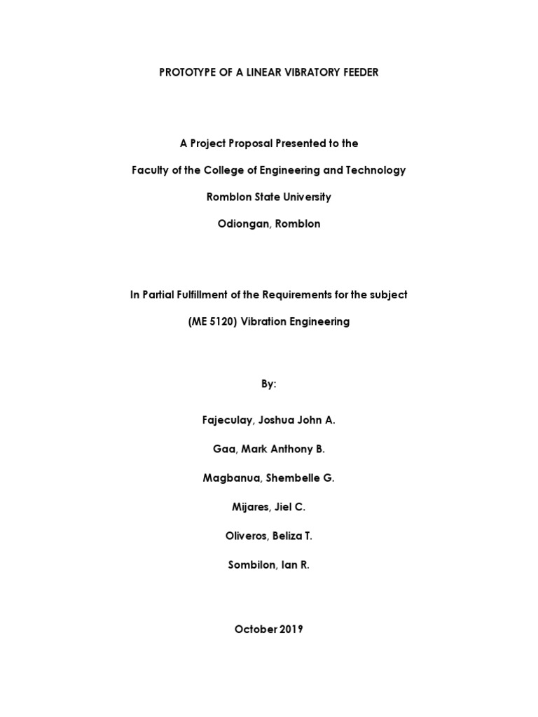 Project Proposal (Vibration Engineering) | PDF | Machines | Mechanical ...