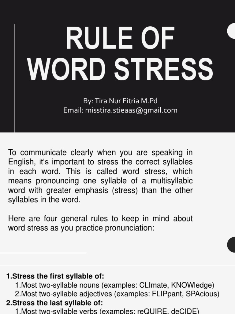 Rules of Stress | PDF | Stress (Linguistics) | English Language