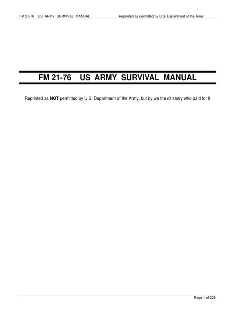 FM 21-76 Us Army Survival Manual-Abridged | PDF | Travel | Law