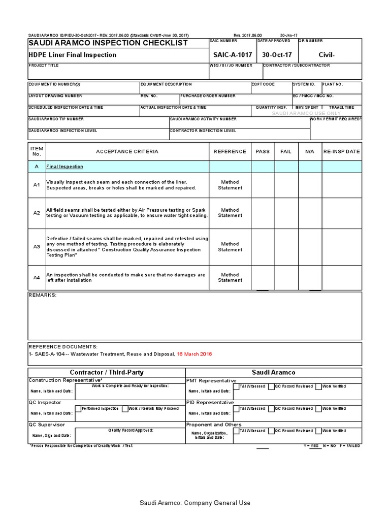 Aramco Checklist | PDF | Business