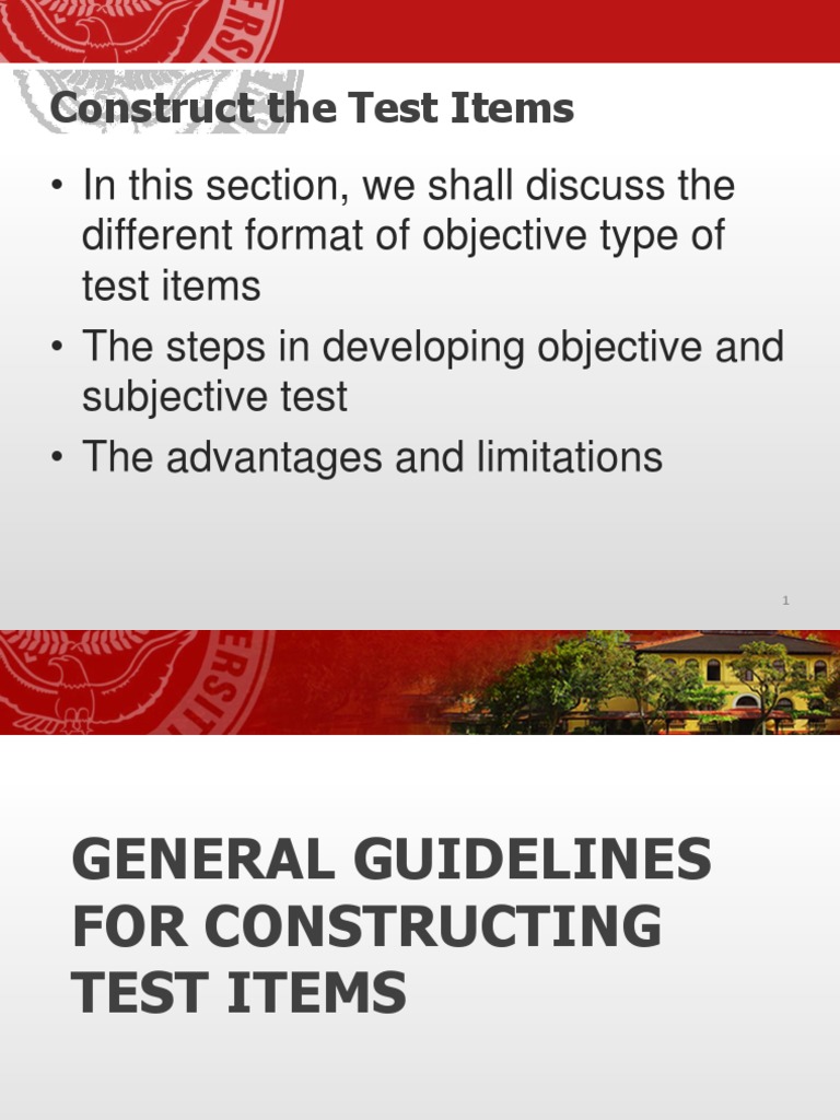 Guidelines for Constructing Test Items | PDF | Multiple Choice ...