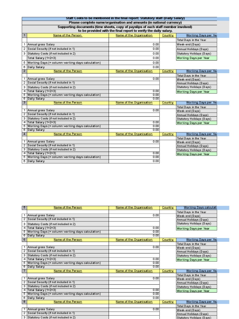 Staff Cost Report: Daily Salary Details | PDF | Invoice | Social ...