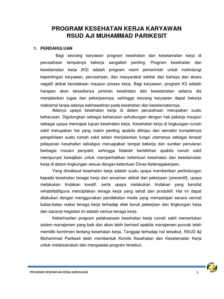 Program Kesehatan Kerja Karyawan | PDF | Pengembangan Diri | Kesehatan ...